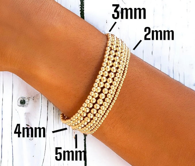 Stack of Three 18k Gold Filled 4mm Beads Bracelets – Cindy Vega